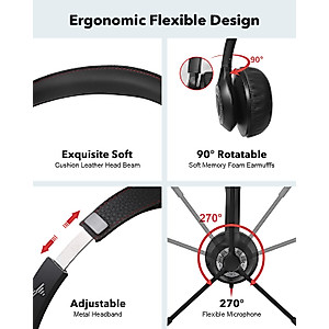EAGLEND USB Headset with Mic for PC, On-Ear Computer Laptop Headphones with Noise Cancelling Microphone in-line Control for Home Office Online Class Skype Zoom