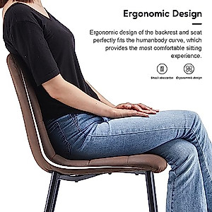 CLIPOP Modern Kitchen Dining Chairs Set of 2, Mid Century Modern Dining Chair with Upholstered Seat, Metal Leg, Armless Living Room Accent Chair, Kitchen Side Chair for Lounge Guest, Brown