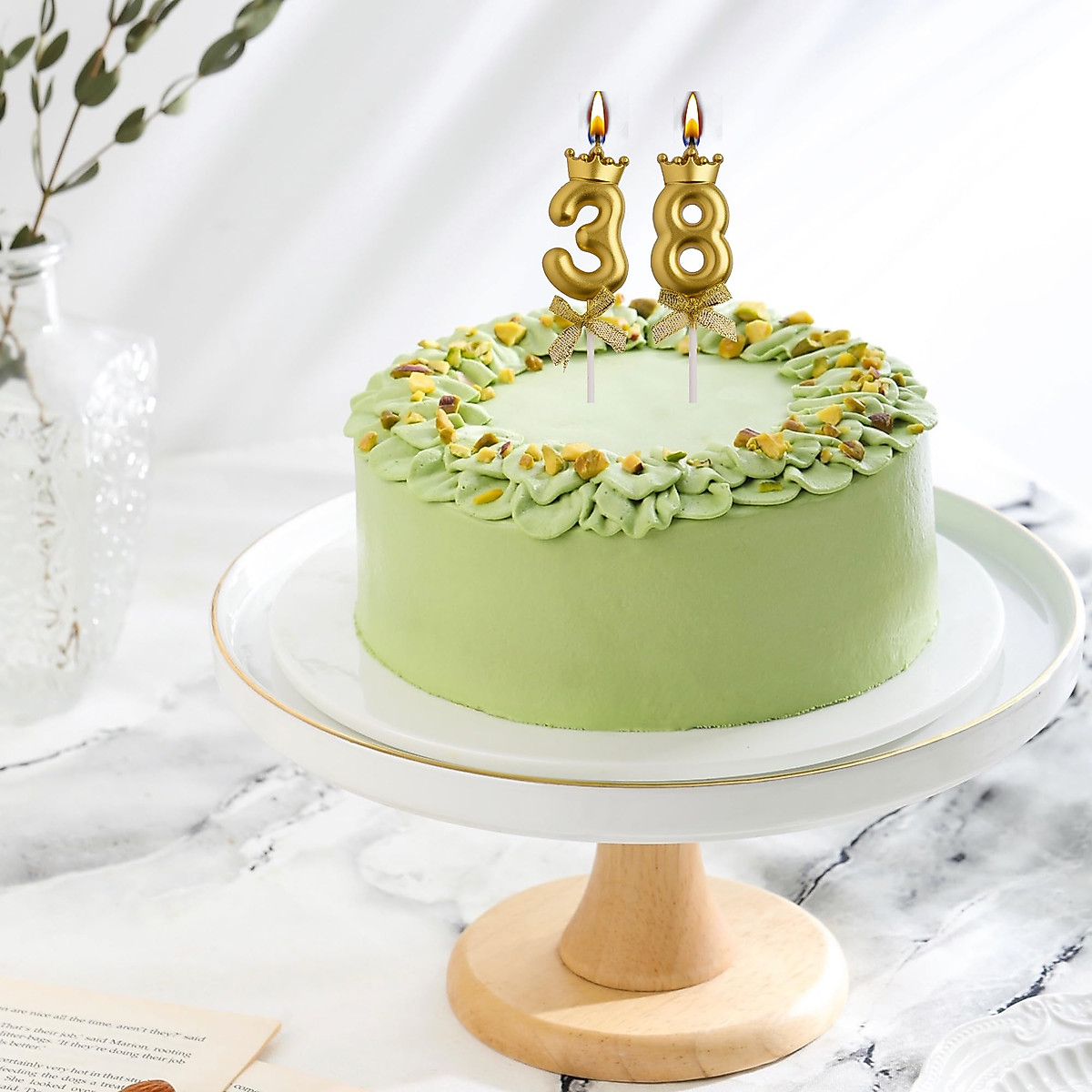 AOOLADA 38th 83rd Birthday Candles, Gold 83 38 Year Old Cake Topper Number Birthday Candles, Birthday Party Decorations Gifts for Women Men