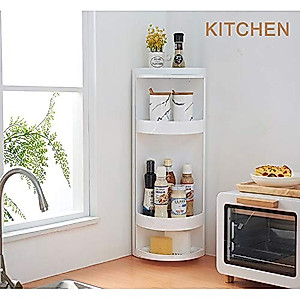 bretoes Multifunction Bathroom Kitchen Corner Locker Cosmetic Storage Rack Cabinet Storage Shelf Rotating Triangle Shelf