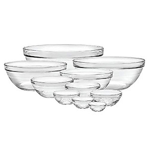 HomeHouseware Duralex Lys Stackable Glass Bowls with a Polishing Cloth
