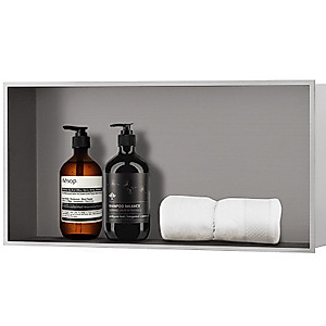 Sunrosa Brushed Nickel Shower Niche Stainless Steel, Ready for Tile, Waterproof 11.8" x 23.6" Bathroom Recessed Niche, Organizer Storage for Shampoo & Toiletry Storage