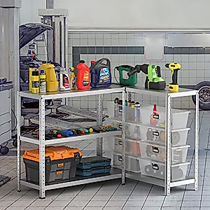 Tangkula Garage Storage Shelves for Free Combination, 5-Tier Heavy Duty Metal Shelving Unit, Multipurpose Organizing Rack for Basement Warehouse Garage, Simple Assembly, 39 x 16 x 74 Inch (1, Silver)