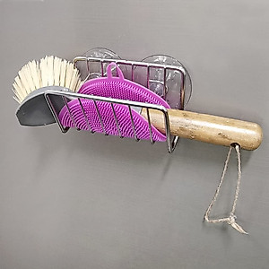 AFUNTA Sponge Holder for Kitchen Sink, 2 Pcs Stainless Steel Sponge Holder Soap Bar Holder with 4 Suction Cups, Kitchen Sink Organizer for Sponge, Soap, Scrubber