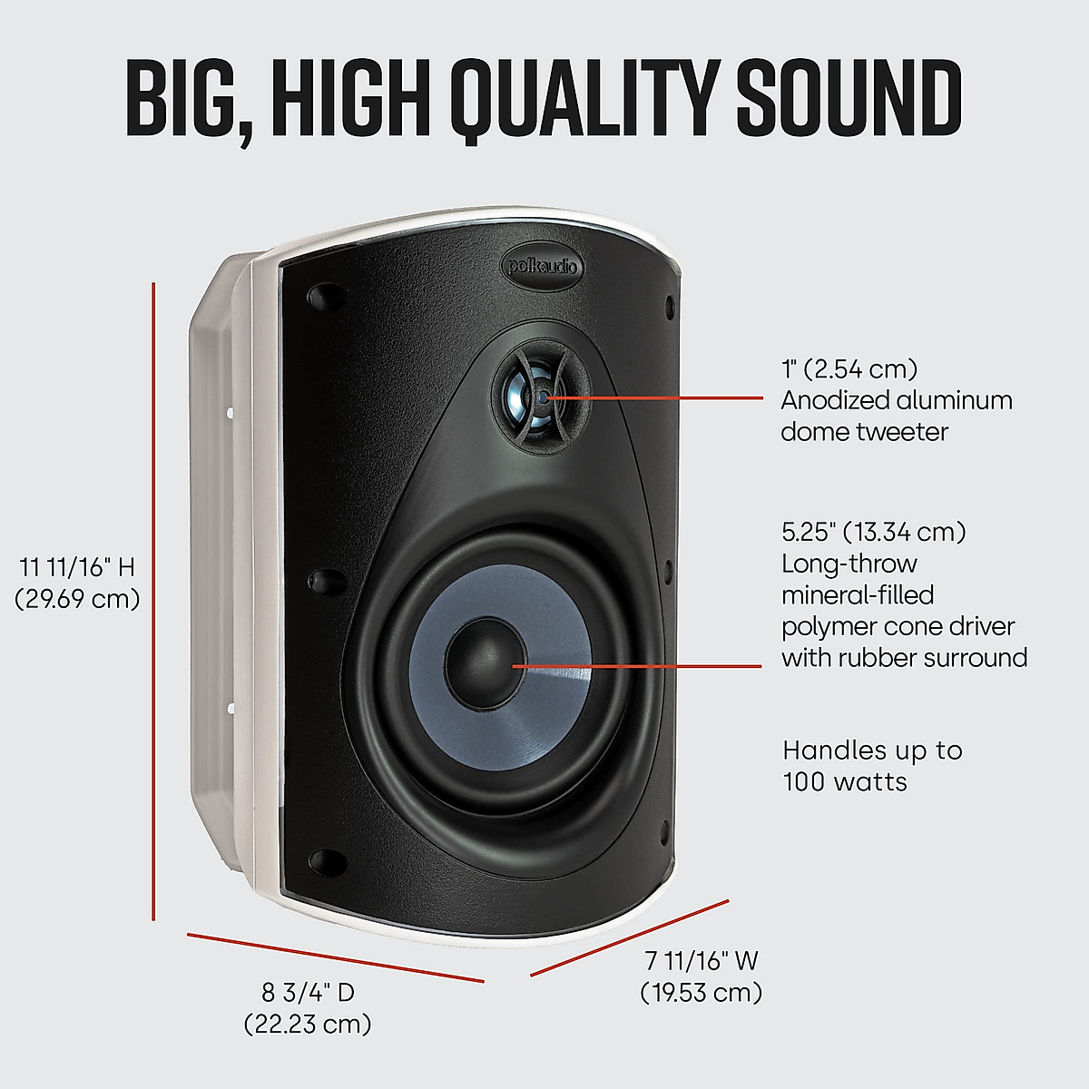 Polk Audio Atrium 6 Outdoor All-Weather Speakers with Bass Reflex Enclosure (Pair, White), Broad Sound Coverage, Speed-Lock Mounting System