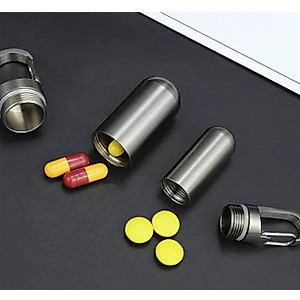 Pill Holder with Carabiner Style Clip, Stainless Steel Pill Fob Keychain (Standard)