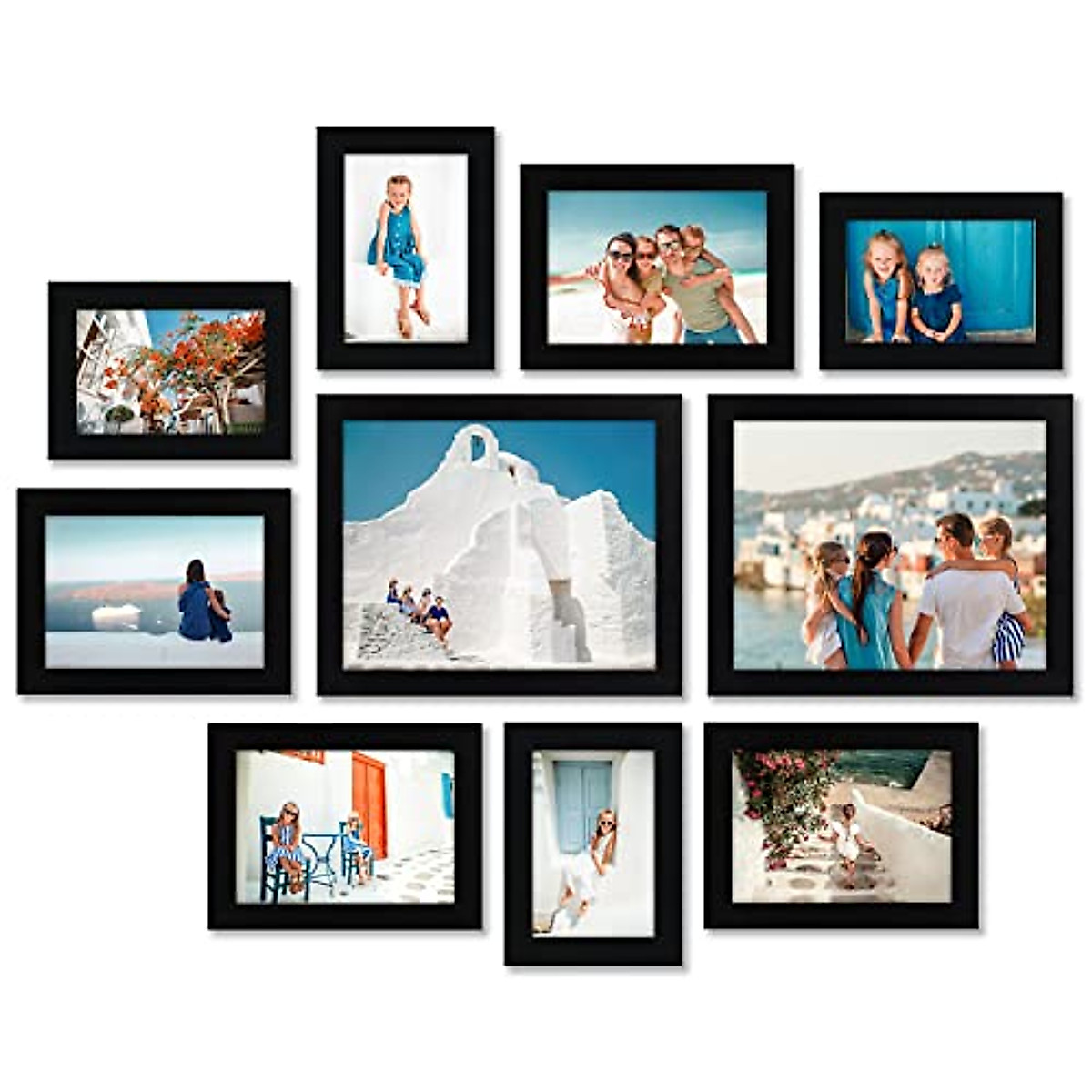 Americanflat 10 Pack Black Picture Frames Collage Wall Decor - Gallery Wall Frame Set with Two 8x10, Four 5x7, and Four 4x6 Frames, Shatter Resistant Glass, Hanging Hardware, and Easel Included