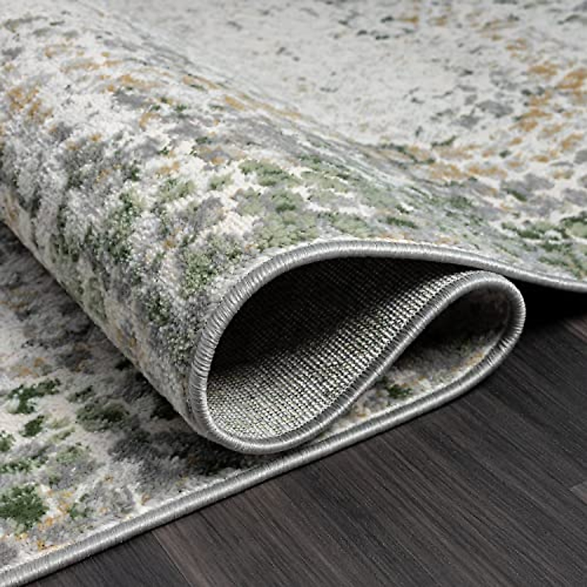 Abani Atlas 4'x6' Green/Grey Area Rug, Contemporary Abstract - Durable Non-Shedding -Easy to Clean