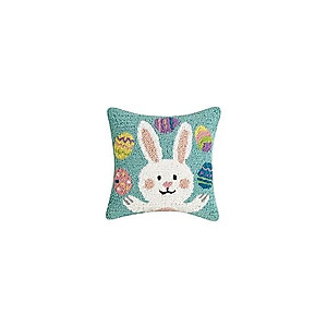 Peking Handicraft 30TG1085C10SQ Bunny Juggling Eggs Pillow, 10-inch Square