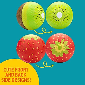 SCS Direct Gaga Fruit Themed Playground Balls (2pk) (8.5 inches) w Air Pump- Durable Grip Rubber Pack for Recess Dodgeball, Kickball, Gagaball Play & School -Fun Kids Summer Camp Outdoor Toys & Gifts