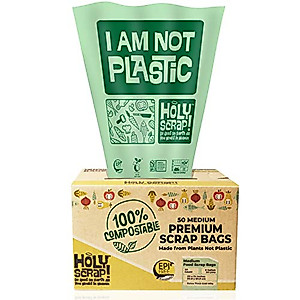 Holy Scrap! Compostable Trash Bags 8 Gallon - Pack of 50 - Trash Bags Medium/Small - Garbage Kitchen Compost Bags - Eco Friendly Trash Bags or Compost Bin Liner - Bio Compostable Bags