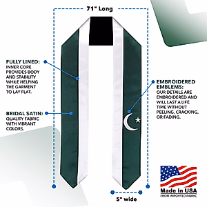 Vision Wear - Pakistan Flag Graduation Sash - Graduation Stole - International Flag theme - Embrace Your Heritage - Pakistani Flag - Pride & Honor Sash