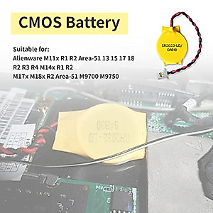 EEMB 10PACK 3V CR2032 CMOS Battery with Wire Leads and MOLEX Connector Computer Replacement Battery for Alienware R1 M18 Area-51 M9700