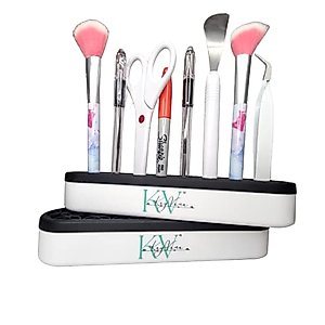 KAYVANA 2pack Silicone Makeup Brush Holder Cosmetics Display Art Supply and Craft Tool Caddy Office Supply and Desktop Organizer (Black)