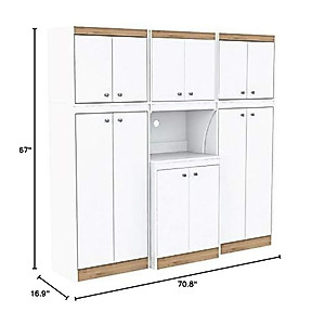 Inval Galley 3-Piece Kitchen Storage System, White and Vienes Oak