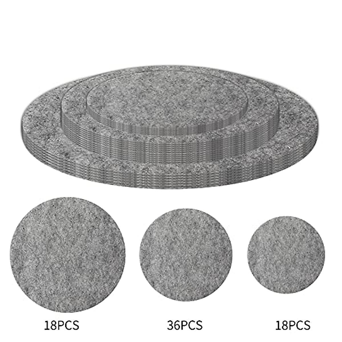 Chris.W 72pcs Felt Plate Protectors China Storage Dividers in 3 Sizes, Large Thick and Premium Soft Separator for Moving Stacking Packing Dishes Procelain Cookware (Grey)