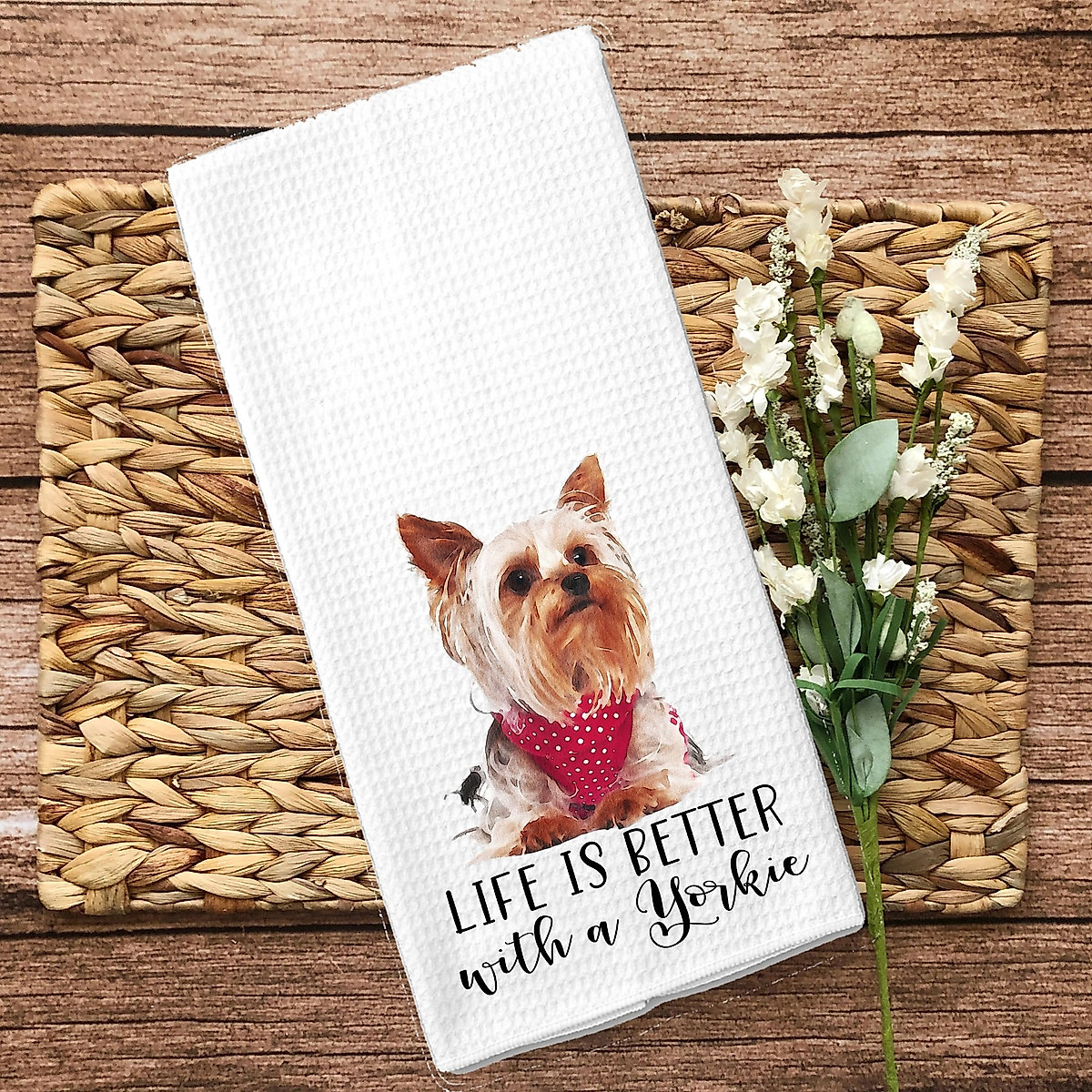 Life is Better with a Yorkie Yorkshire Terrier Microfiber Kitchen Towel Dog Lover