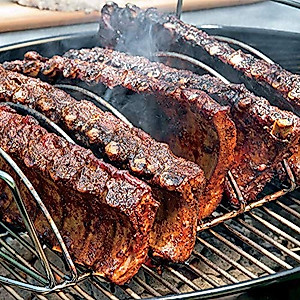 Duke Grills Omaha Rib Rack for Smoker and Grill - Non Stick Stainless Steel Grill Rack for 6 Racks of Ribs - for Traeger, Weber, Green Egg, Oven - Reversible for Roasts, Chicken, Prime Rib