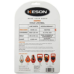 Keson K3XPRO Precision String Chalk Line Reel with 3X1 Rewind, 100-Foot