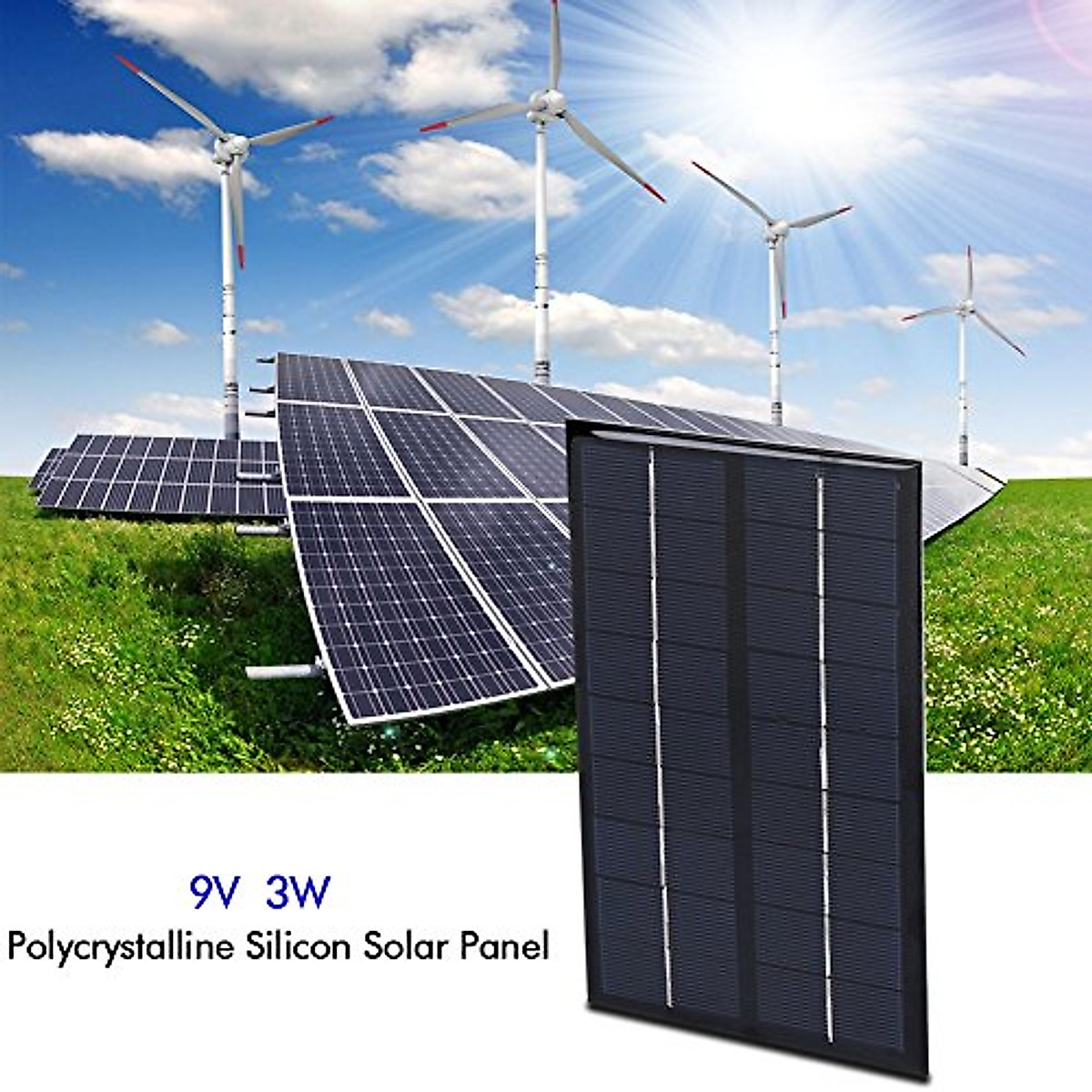 Biitfuu 3W 9V Mini Solar Panel Module for DIY Solar Light Phone Battery Charger Portable DIY Polycrystalline with High Efficiency