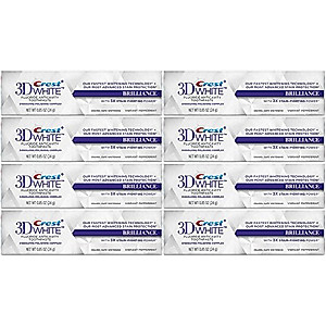 Crest 3D White Brilliance Whitening Toothpaste, Vibrant Peppermint, Travel Size, TSA Approved, 0.85 Ounce (Pack of 8)