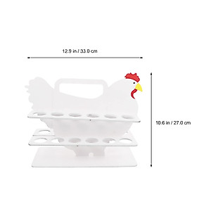 DOITOOL Fridge Egg Holder Wooden Egg Holder Chicken Shape Egg Dispenser Rack Egg Display Stand Egg Holder Carrier with Handle for Home Kitchen Accessory Tray