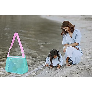 Orga'Neat Mesh Beach Shell Bag for Kids Sea Shell Collecting, Sand & Water Falls Through, Fast Dry Mesh Toy Bag for Girls Boys Picking Up Shells -3 Pack