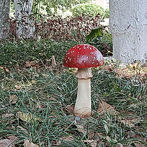 ORIGARDEN Mushroom Decor Outdoor Garden Statue - Garden Gnome's Favorite Garden Decoration Patio Decor (11.8", Red)