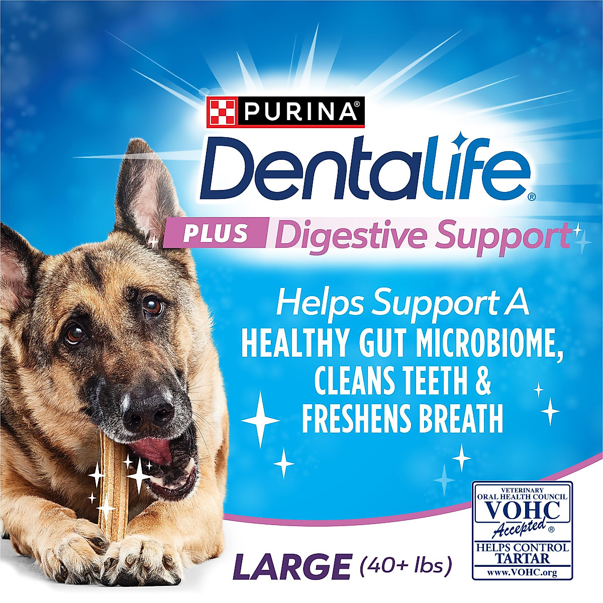 Dentalife Purina Plus Digestive Support Chicken and Pumpkin Flavor Large Dog Dental Chews, MP - 19 ct. Pouch