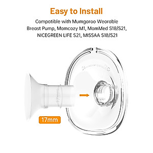 Mumgaroo Hands Free Breast Pump Accessories, 17MM Flange Insert for Mumgaroo Wearable Breast Pump, Also Compatible with MomMed S18/S21, NICEGREEN Life S21, MISSAA S18/S21, Reduced Flange to 17MM