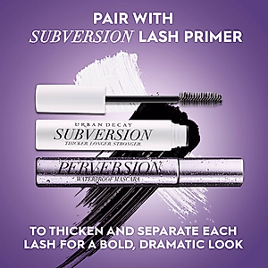 Urban Decay Perversion Volumizing Waterproof Mascara, Black Lengthening Mascara, Buildable Lash Volume & Length, Nourishing Proteins & Amino Acids, Cruelty-free, Paraben-free - 0.34 fl oz