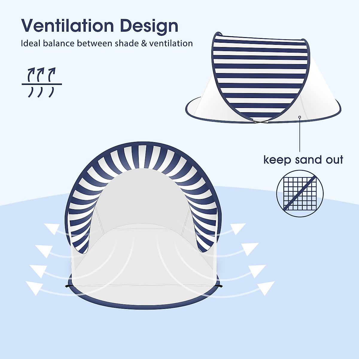 ISILER Pop Up Beach Tent, Portable Outdoor Beach Shade Tent, UPF 50+ Baby Beach Shelter, Easy Setup Windproof Waterproof Beach Canopy