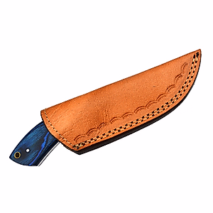 Uniqueya Fixed Blade Hunting Knife, Full Tang Carbon Steel Bushcraft Knife with Leather Sheath, Survival Compact Knife, Outdoor Knife for Camping Hiking