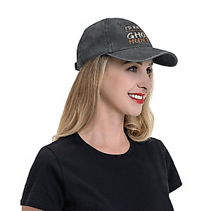 Trewrdt I'd Rather Be Ghost Hunting Hat Xmas Halloween Hat Men Women Baseball Cap Trucker Hat Cowboy Hat Black