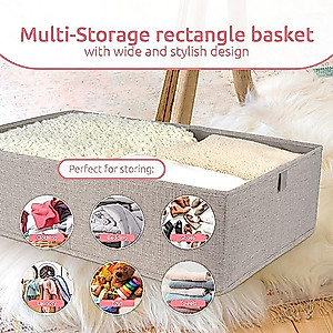 Compactor Clothing Storage Containers, Kids Toy Storage Organizer, Basket for Clothes, Accessories, and Books, Grey - Large