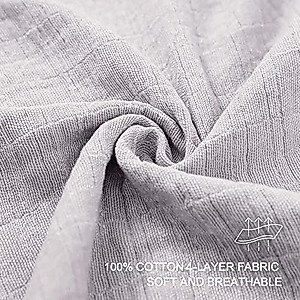 SE SOFTEXLY Cotton Muslin Throw Blanket for Adults,Breathable 4-Layer Yarn Dyed Linen Texture Gauze Blanket for Bed Sofa Couch,Super Soft Lightweight Twin Size Blanket for All Season（60"x80",Grey）
