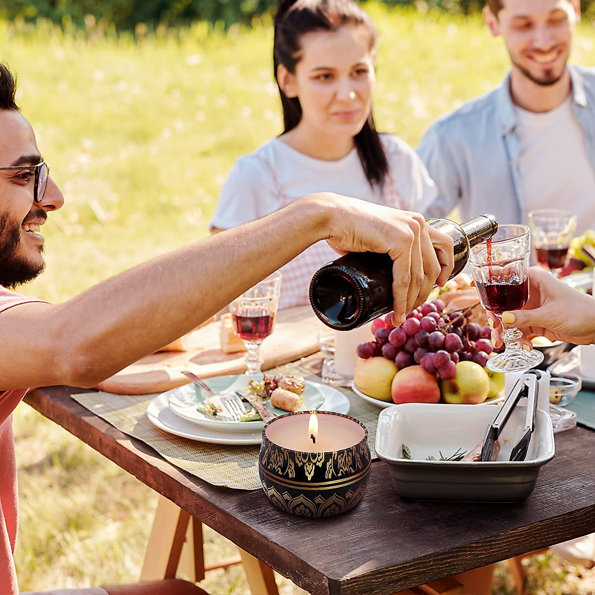 Iwaxlife 8 Packs Outdoor Citronella Candles,100 percent 4.4oz Soy Wax Portable Tin Candles for Home Backyard Garden,Outdoor and Indoor