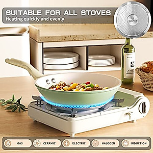 Nonstick Frying Pan, Healthy Ceramic Nonstick 8 Inch Frying Pan Skillet, Small Frying Pan Non Stick Omelette Pan with Bakelite Handle, Induction Compatible, 100% PFOA TOXIN Free, Green