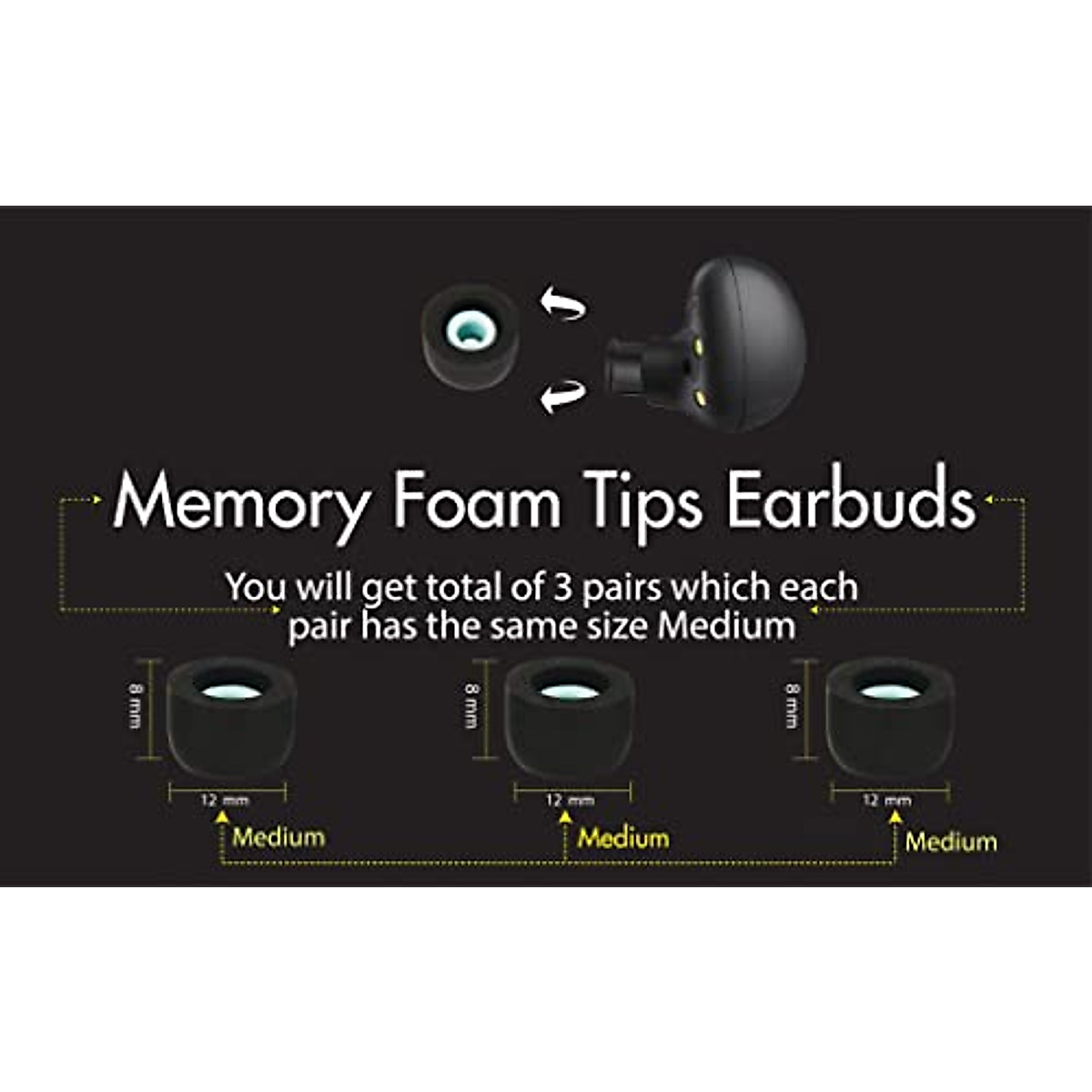 3X Pair Memory Foam Eartip Ear Bud Replacement for Sony True WF-1000XM4, WF-1000XM3 WF-XB700 Headset Headphone Earpad Cushion, No Silicone Ear Tip Pain, Anti-Slip, Fit in Charge Case (Size: Medium M)