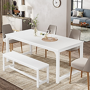 Tribesigns 71"x31.5" Dining Table, Industrial Kitchen Table for 6-8 Person, Rectangular Dinner Table for Dining Room Kitchen Living Room, with Heavy Duty Metal Legs, Rustic Brown