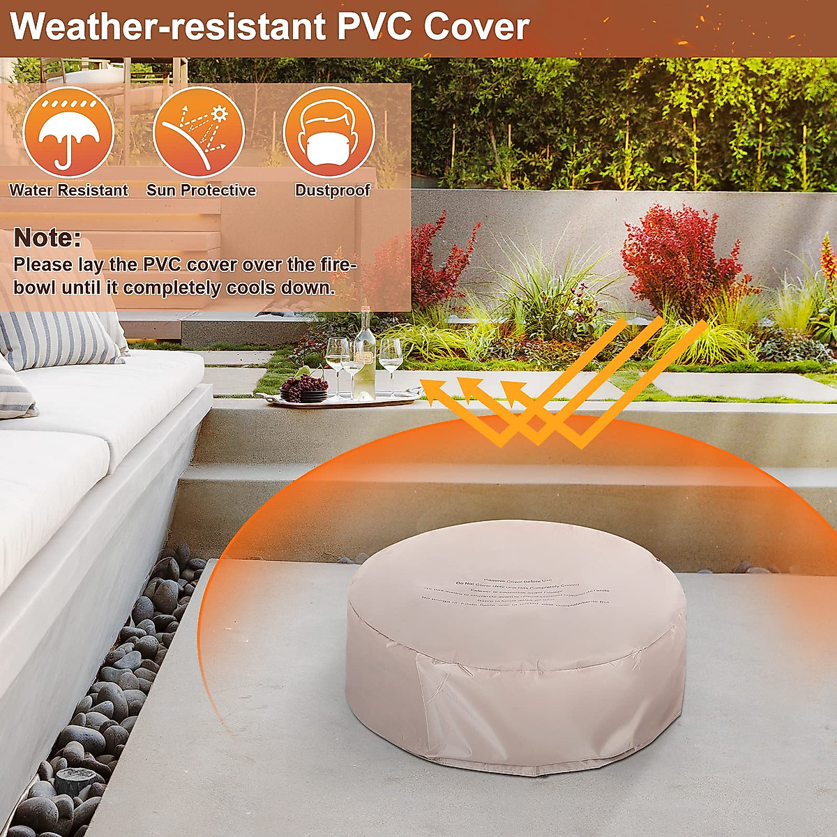 Toolsempire Outdoor Propane Fire Pit, 28" Gas Fire Pit 40,000 BTU Stone Look Fire Bowl with ETL Certification, Lava Rock & PVC Cover, Patio Propane Fire Pits for Outside, Christmas, Party(Gray)