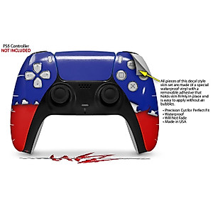 WraptorSkinz Skin Wrap compatible with Sony PS5 DualSense Controller Ripped Colors Blue Red (CONTROLLER NOT INCLUDED)