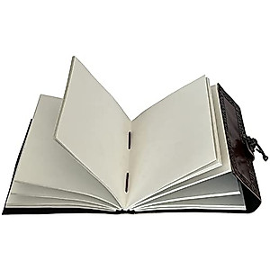 RUSTIC TOWN Leather Bound Journal for Men Women with Semi-Precious Stone & Buckle Closure - Book of Shadow Handmade Leather Travel Writing Notebook Diary Gift for Him Her