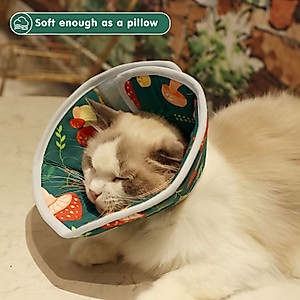 Mushroom Soft Cat Recovery Collar Adjustable Elizabethan Pet Kittens Neck Protective Cone After Surgery Prevent from Licking and Scratching Washable Comfortable Protective Collar (S)
