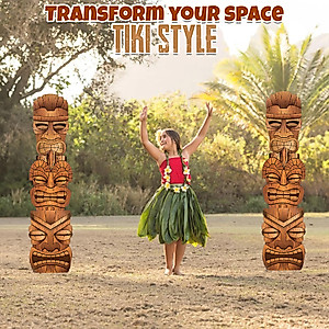 Fun Express Jumbo Tiki Cardboard Cutout - Transform Any Space with Set of 3 Pieces Jumbo Tiki Cutouts - Create Unforgettable Memories and Enjoy Long-Lasting Tropical Fun - Effortless Luau Decor