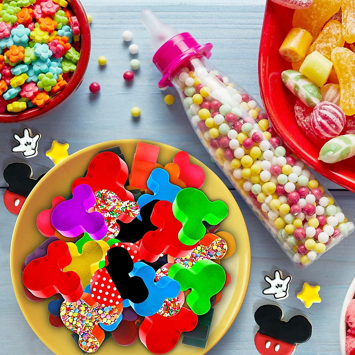 Mouse Gummy Candy Molds Silicone, 2 Pack 15 Cavity Non-Stick Mouse Head Silicone Molds for DIY Gummies, Candy, Chocolate, Jelly, Ice Cube, Dog Treats