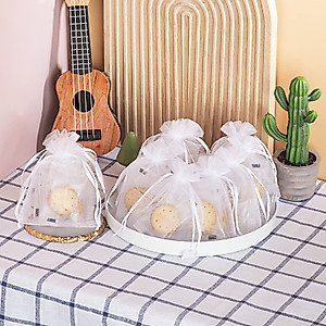 100PCS White Organza Jewelry Bags Drawstring 3 x 4 inch, Little Mesh Gift Pouches Mini Candy Organza Bags for Small Presents Jewelry Earrings Candy Treat Wedding Party Favors Mesh Pouch