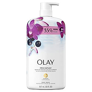 Olay Fresh Outlast Body Wash, Orchid & Black Currant, 30 fl oz (Pack of 4)