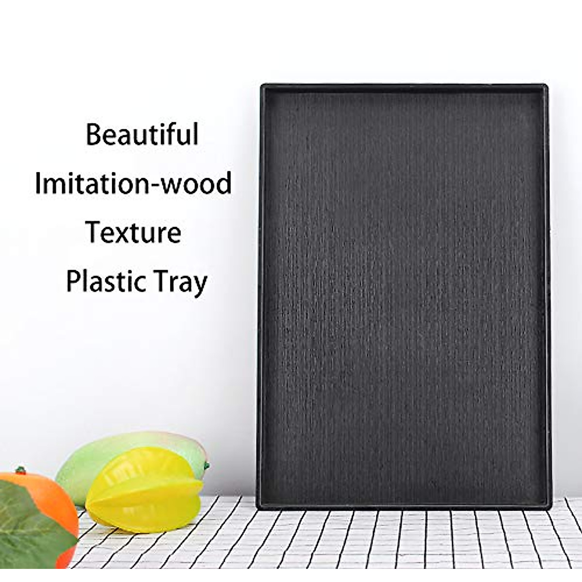 Cedilis 2 Pack Rectangular Serving Trays, Non-Slip Multi-Purpose Plastic Tray for Coffee Table, Kitchen, Parties