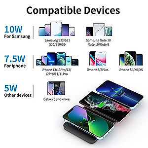 15W Wireless Charger, JE Make IT Simple 3 in 1 Wireless Charging Station,Mag-Safe Charger,Wireless Charging pad Multiple Devices for iPhone 14/13/12/SE/8/Samsung/Other Wireless Charging Andriod Phone
